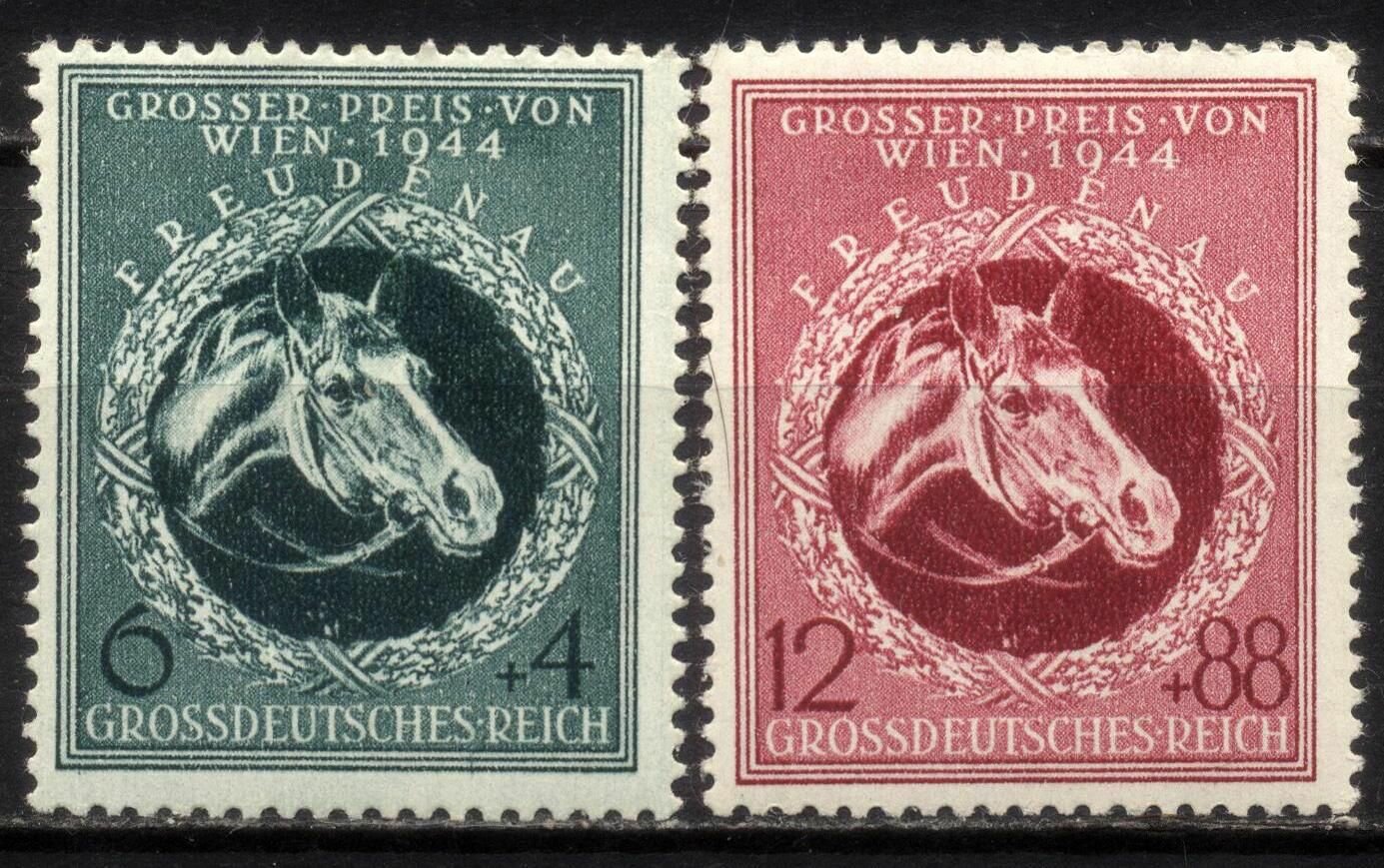 Марка Германия. 1944 г. 3 Рейх. "Венское дерби". Чистая серия 2 марки