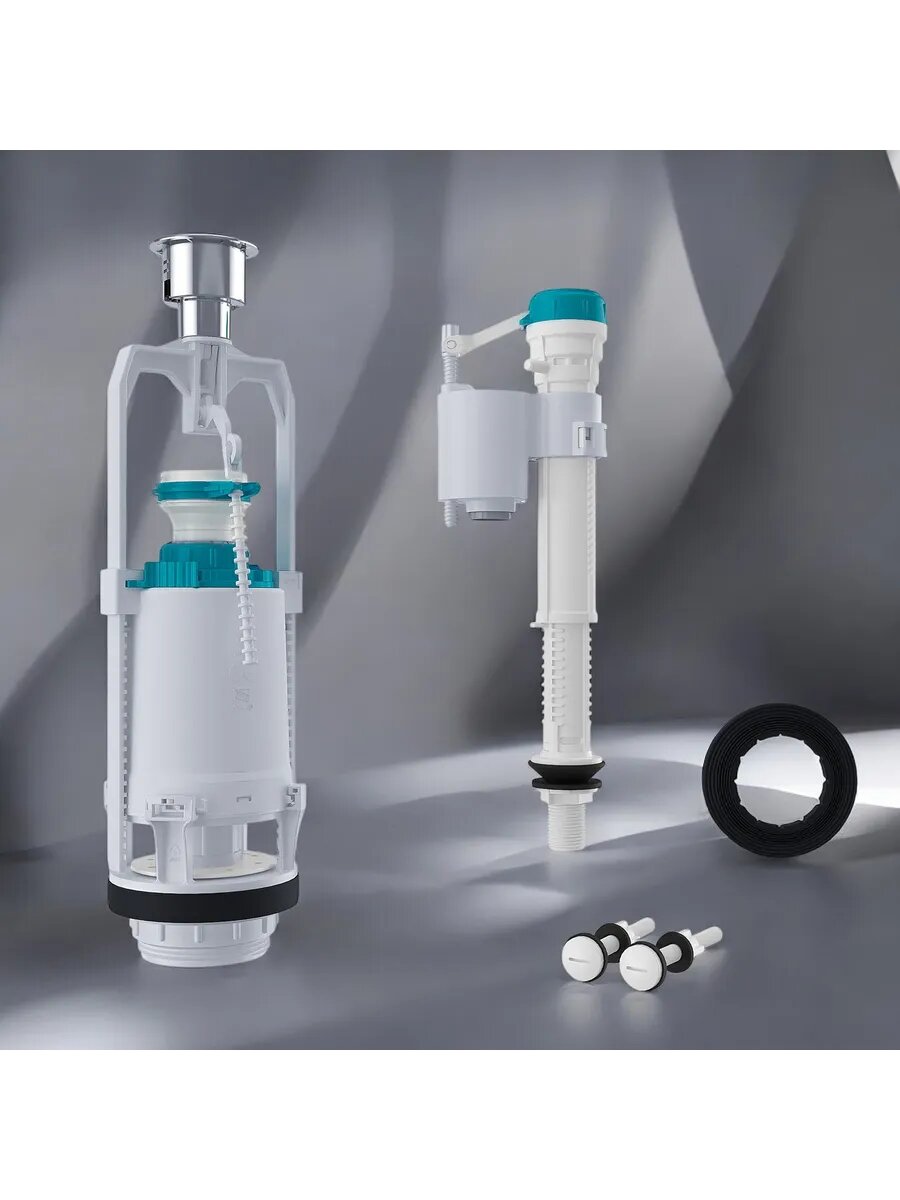 Арматура для унитаза 1 кнопка, нижний подвод