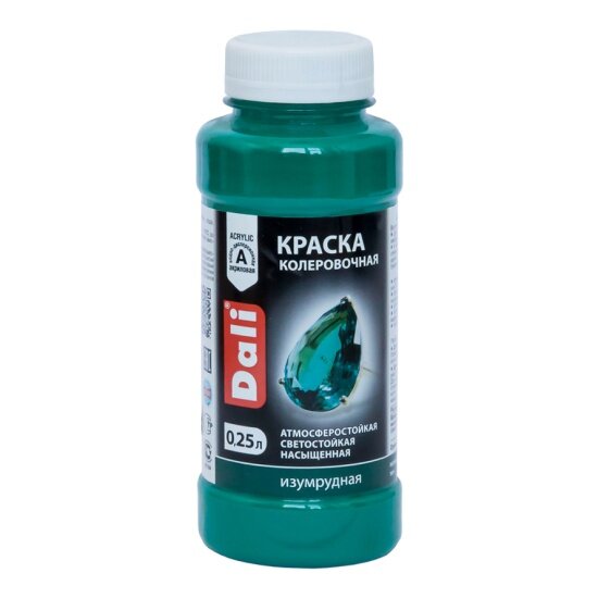 Краска колеровочная Dali , акриловая, 0,25 л, изумруд