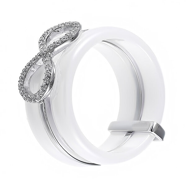 Кольцо наборное, широкое, серебро, 925 проба, родирование, циркон