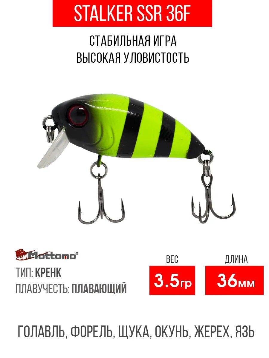 Воблер для рыбалки Stalker SSR 36F кренк на щуку, окуня, язя