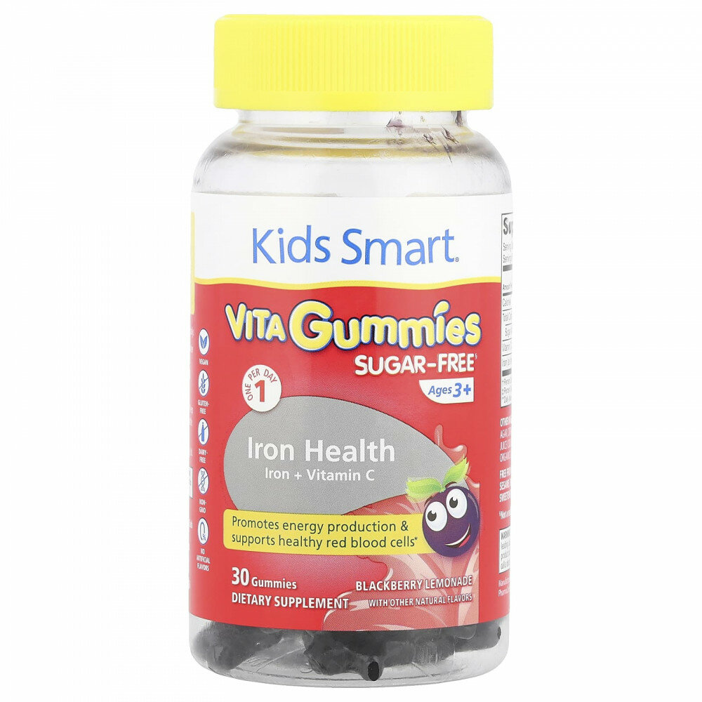 Kids Smart® VITA Gummies®, железо и витамин C, для детей от 3 лет, ежевичный лимонад, 30 жевательных таблеток