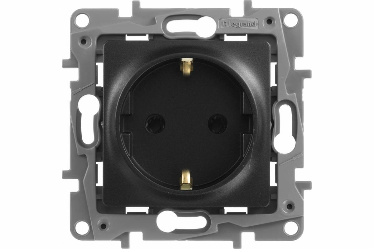 Legrand Etika механизм розетки 2P+E с заземлением IP20 16A 250В антрацит 672621