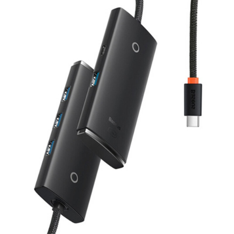 Хаб Baseus Lite Series 4-Port USB-C HUB Adapter USB-C to 4 x USB 3.0 25 см Black (WKQX030301)
