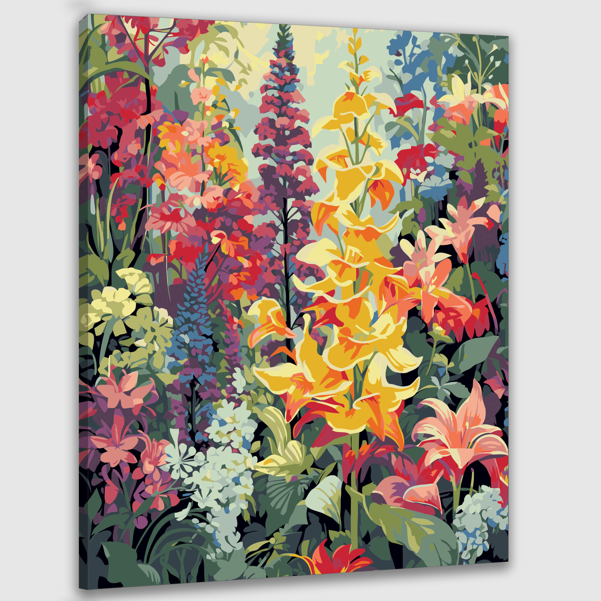 Картина по номерам 40x50 см, сад, пышный, процветающий, яркие цвета, зелень, цветущие деревья, высокое разрешение