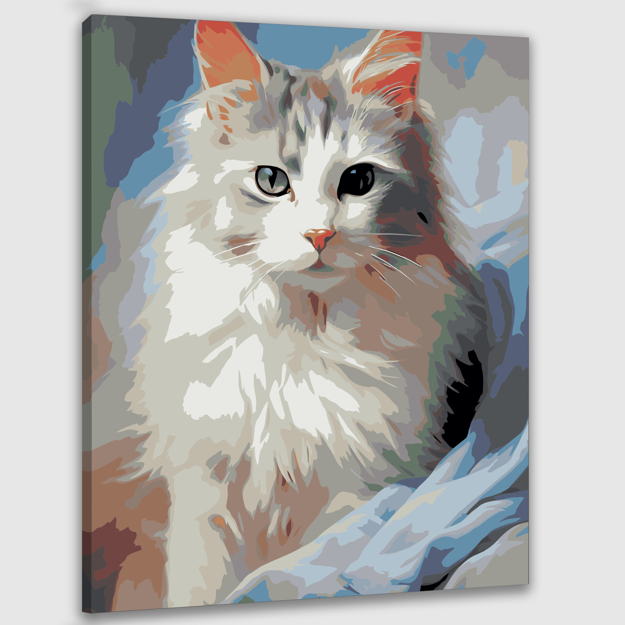 Картина по номерам 40x50 см, картина, масло, кошка, безмятежный взгляд, мудрость, безмятежность, мягкие мазки