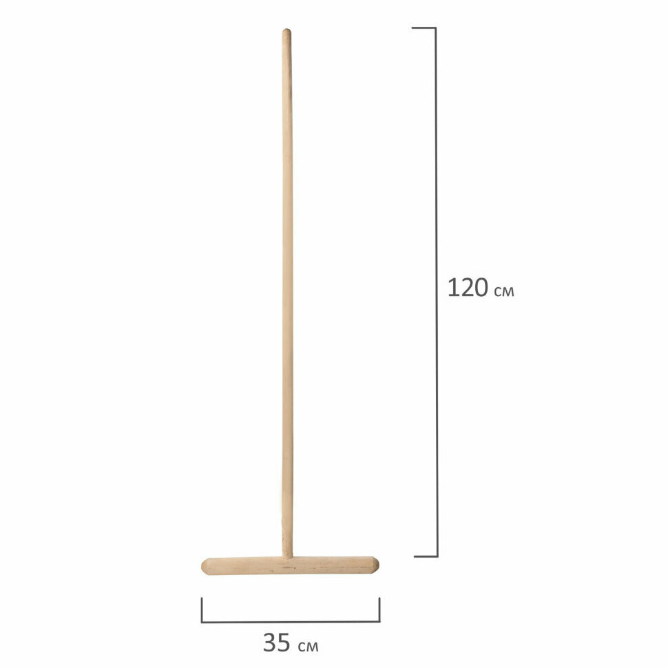 Швабра для пола деревянная, длина черенка 120 см, рабочая часть 35 см, 600110