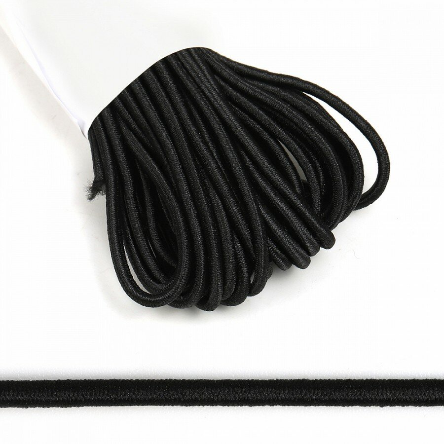 Резинка TBY шляпная (шнур круглый) цв. F322 черный 2,5мм рул.10м (+-0,5м)
