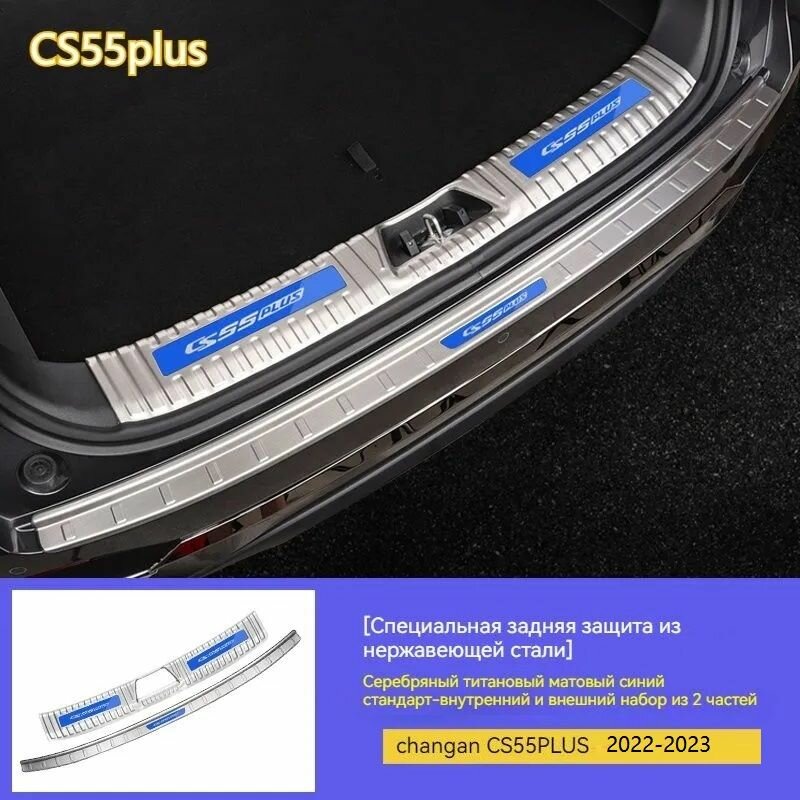 Защитная пластина порога багажника Changan CS 55 PLUS 2022-2023 из нержавеющей стали