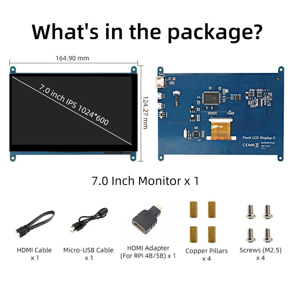 7-дюймовый сенсорный экран для Raspberry Pi IPS Touch LCD