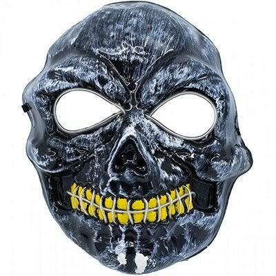 Маска карнавальная КНР светящаяся, неоновая, Череп Винтаж