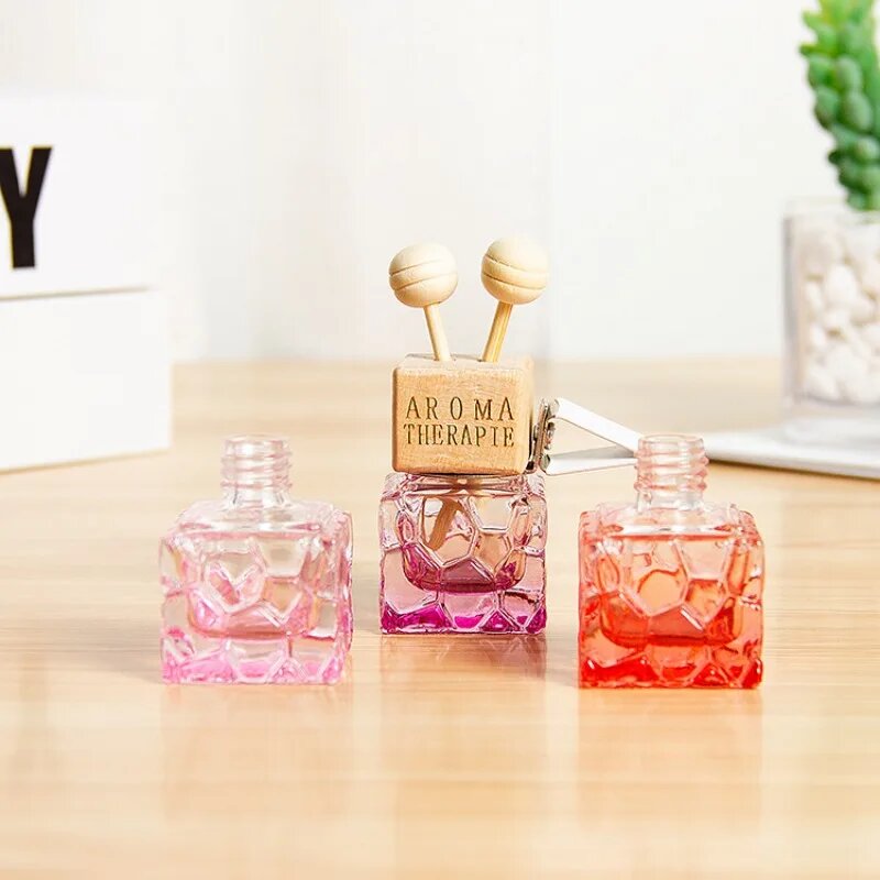 Автомобильный подвесной парфюмерный освежитель воздуха, пустые стеклянные аксессуары для ароматерапии Розовый