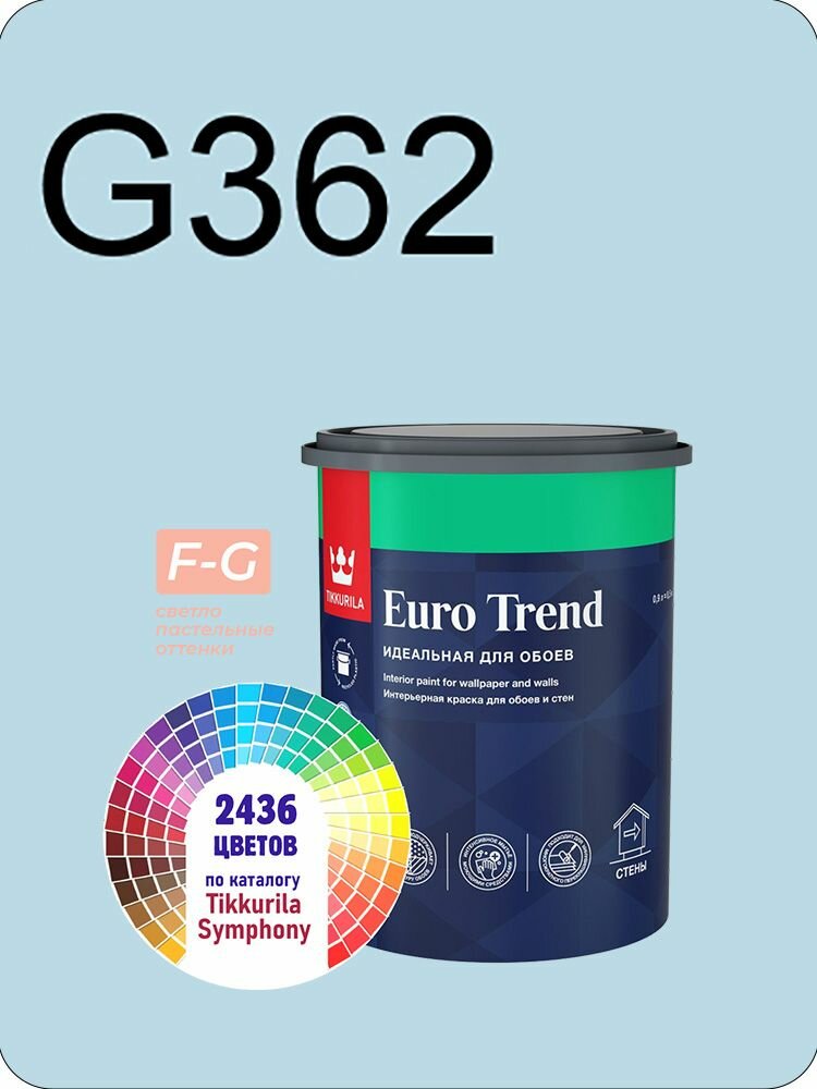 Краска для обоев Tikkurila Euro Trend 0,9л. светло-пастельные оттенки G362