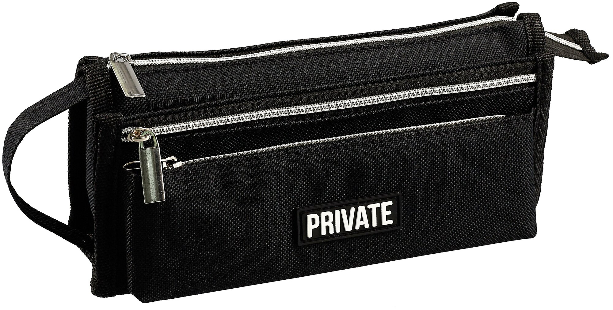 Пенал-косметичка 2 отделения, "Private" черный, 21*10*7,5 см