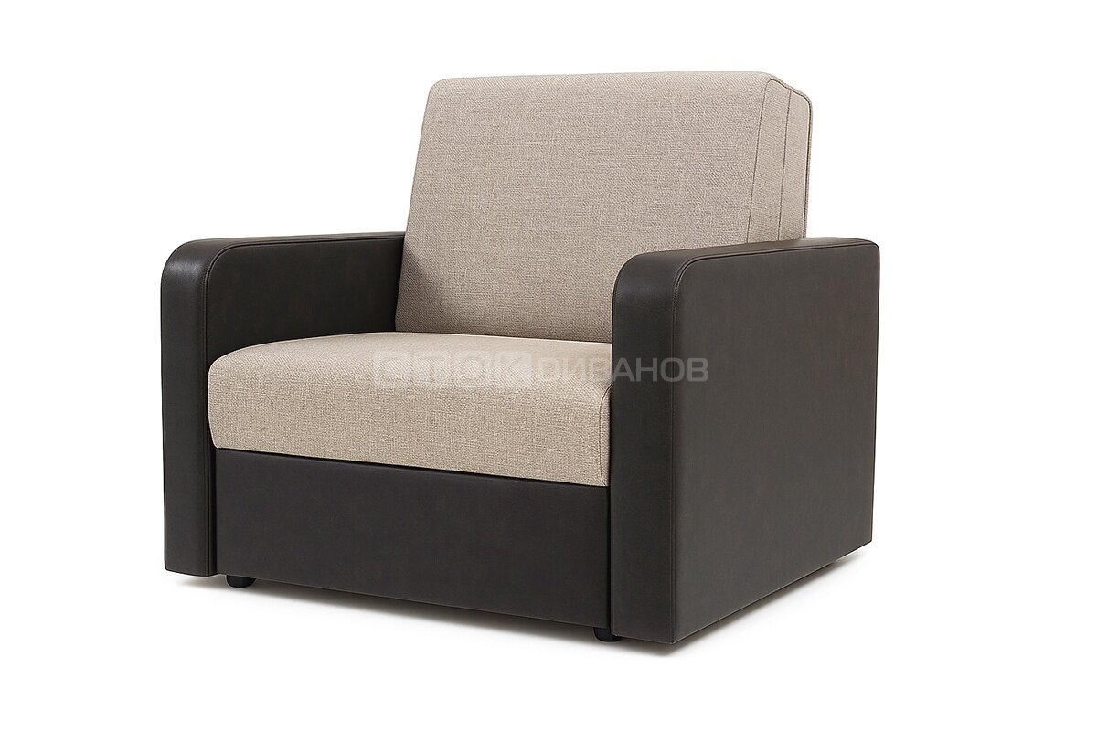 Кресло-кровать Сток Диванов Соло-аккордеон Beige бежевый/коричневый 95 см, механизм аккордеон