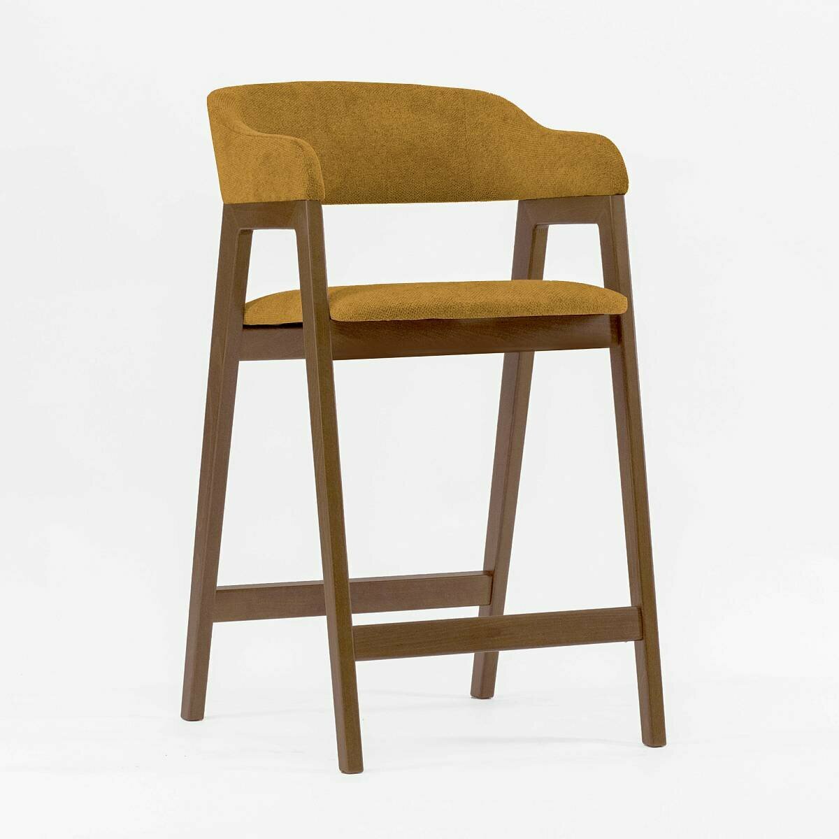 Стул полубарный Челси желтая ткань массив бука (терра) высота подлокотников 83,5 см для дома/для гостиной/для столовой/для кафе/кухонный стул/стул кухонный