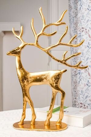 Статуэтка олень троллаф, золотая, металл, 39 см, Boltze 2004021/9829695