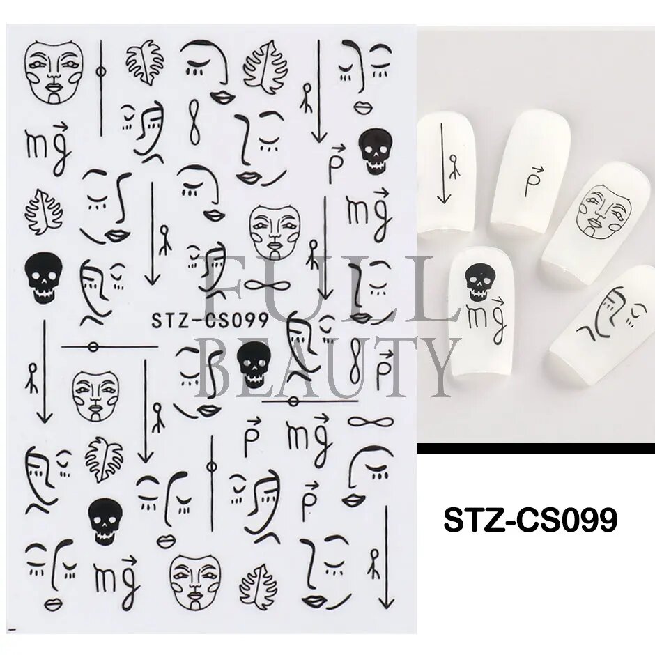 3D наклейки, слайдеры на ногти, белый край, французские украшения для дизайна ногтей, наклейки, блестящая пудра, накидка, все для маникюра NFSTZCS068