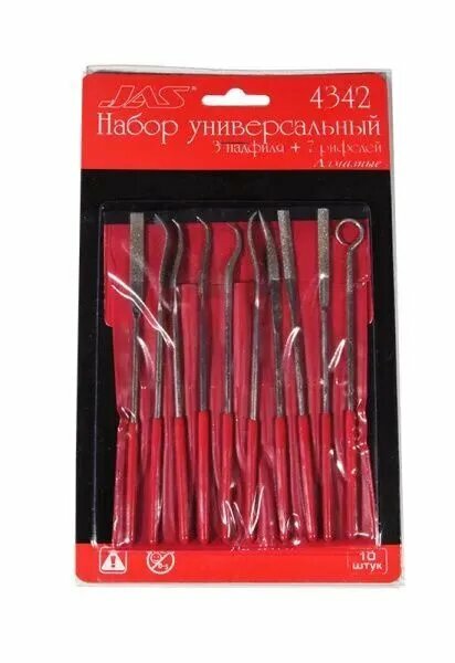 Набор универсальный 3 надфиля + 7 рифелей, алмазные, чехол, JAS-4342，（Рекомендуемые качественные продукты）