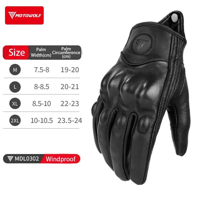 Мотоциклетные перчатки для мужчин и женщин, мото кожаные карбоновые велосипедные зимние перчатки, мотоциклетные перчатки для мотокросса, квадроцикла Черный, L, Black windproof