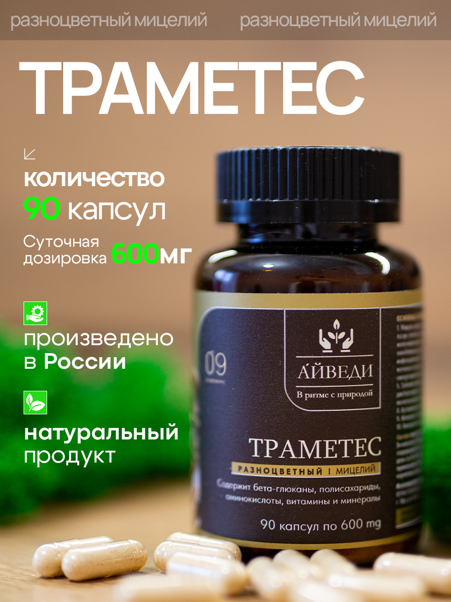 Траметес разноцветный мицелий 90 капсул