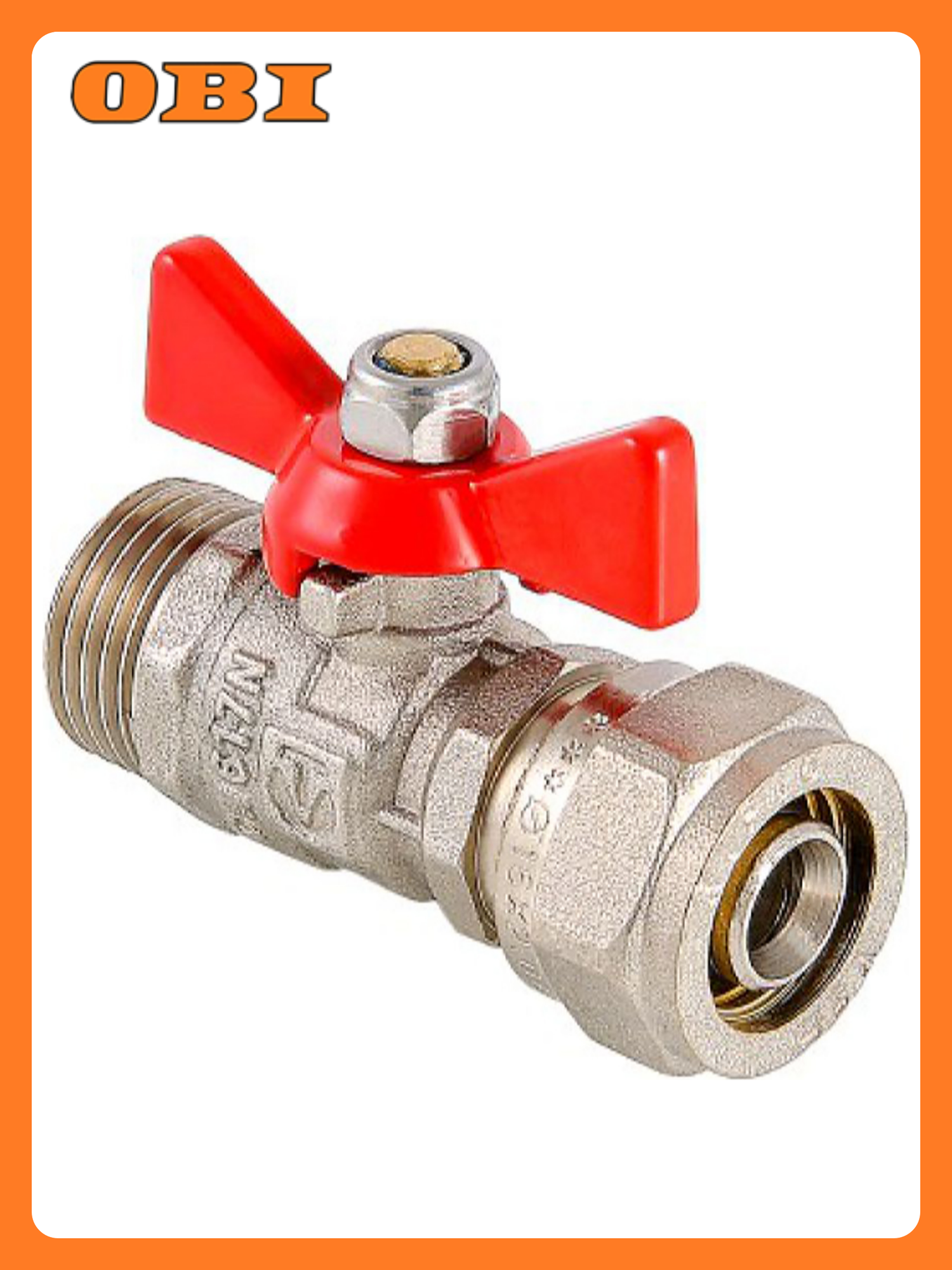 Шаровой кран VALTEC VT.341, латунь, никелированный, муфтовое присоединение, ручка-бабочка