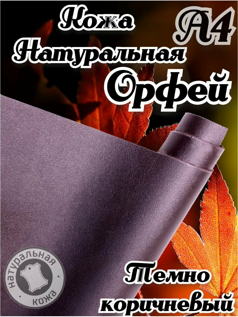 Натуральная кожа Орфей для шитья и рукоделия, А4 , цвет темно-коричневый