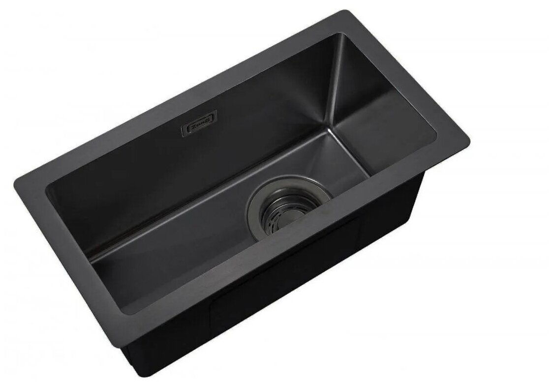 Мойка кухонная Zorg серия Light ZL R 230440 GRAFIT, графит черный, маленькая дополнительная чаша, толщина 1,2 мм