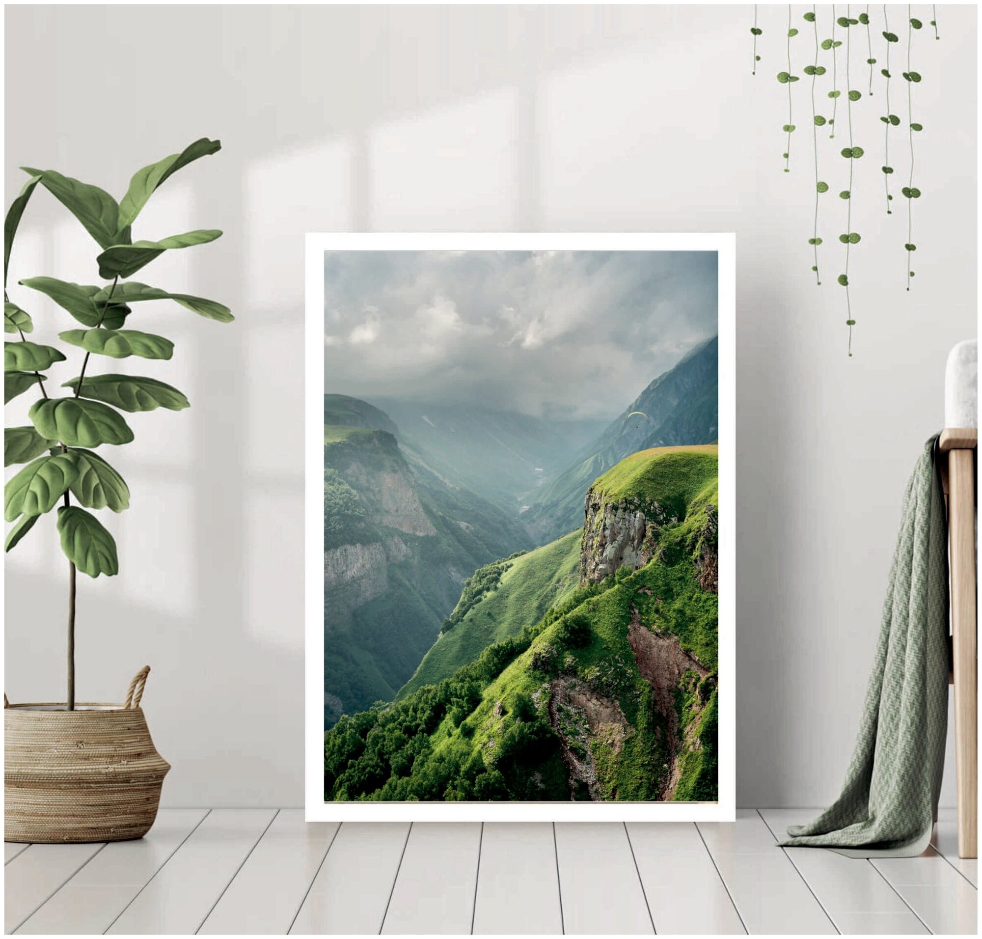 Постер "Горы. Грузия" 50x70 в белой рамке на стену для интерьера