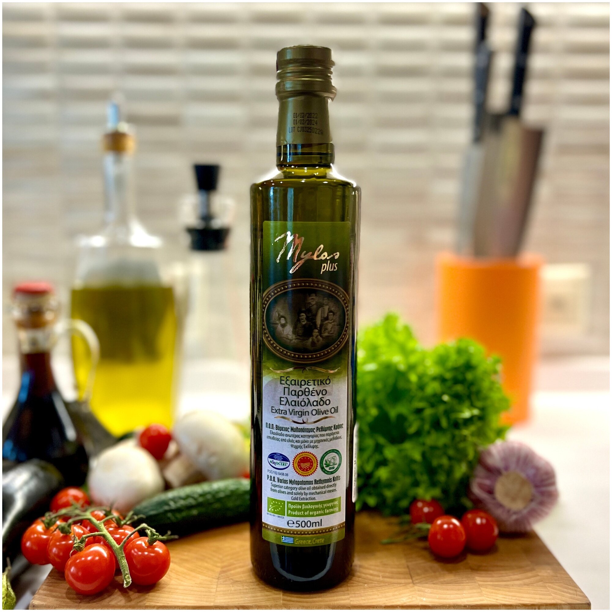 Органическое оливковое BIO масло Mylos Plus (Греция) Extra Virgin PDO ORGANIC, 500 мл