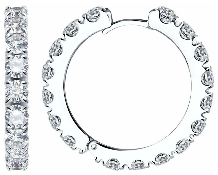 Серьги, серебро, 925 проба, родирование, фианит