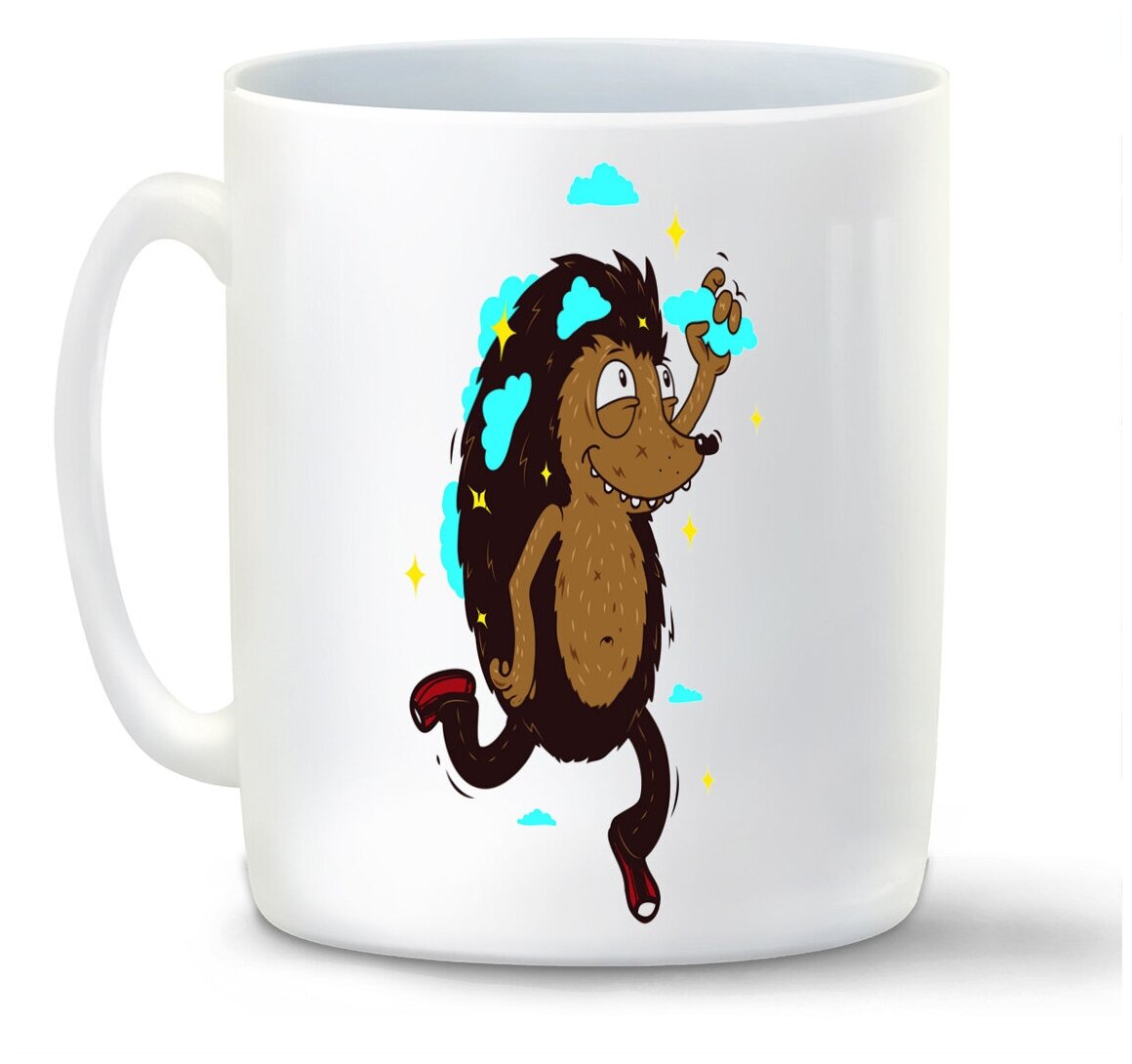 Кружка белая CoolPodarok Прикол. Веселый ежик1