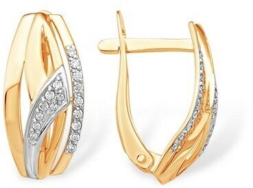 Серьги, красное золото, 585 проба, фианит