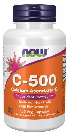 NOW C-500 Calcium Ascorbart-C, 100 капс.