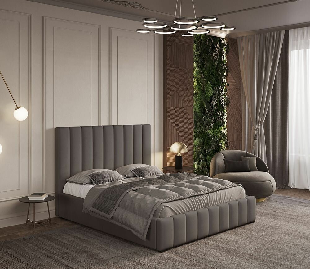 Кровать Милан серо-коричневая светлая