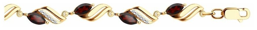 Браслет, красное золото, 585 проба, гранат