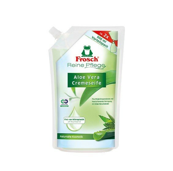 Мыло жидкое Frosch "Алое Вера", ухаживающее, для рук, запасная упаковка, 500 мл (712921н)