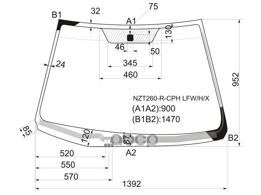 Стекло лобовое (Обогрев щеток) Toyota Allion (T260) 07-21 / Premio 07-16 XYG арт. NZT260-R-CPH LFW/H/X