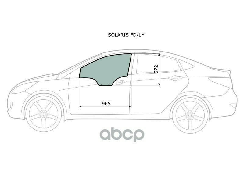 Стекло боковое опускное (Спереди/ Слева/ Цвет зеленый) Hyundai Solaris 10-17 / Kia Rio 11-17 XYG арт. SOLARIS FD/LH