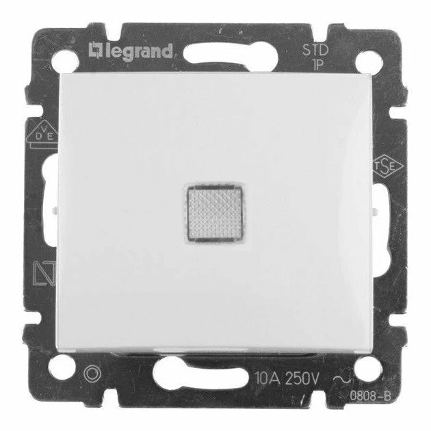 Выключатель Legrand Valena одноклавишный с подсветкой белый