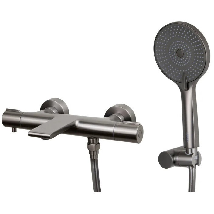 Смеситель Kaiser (Кайзер) Serio для ванны с термостатом, (лейка: Ø120х253, 3-jet) вороненая сталь (05322-15)