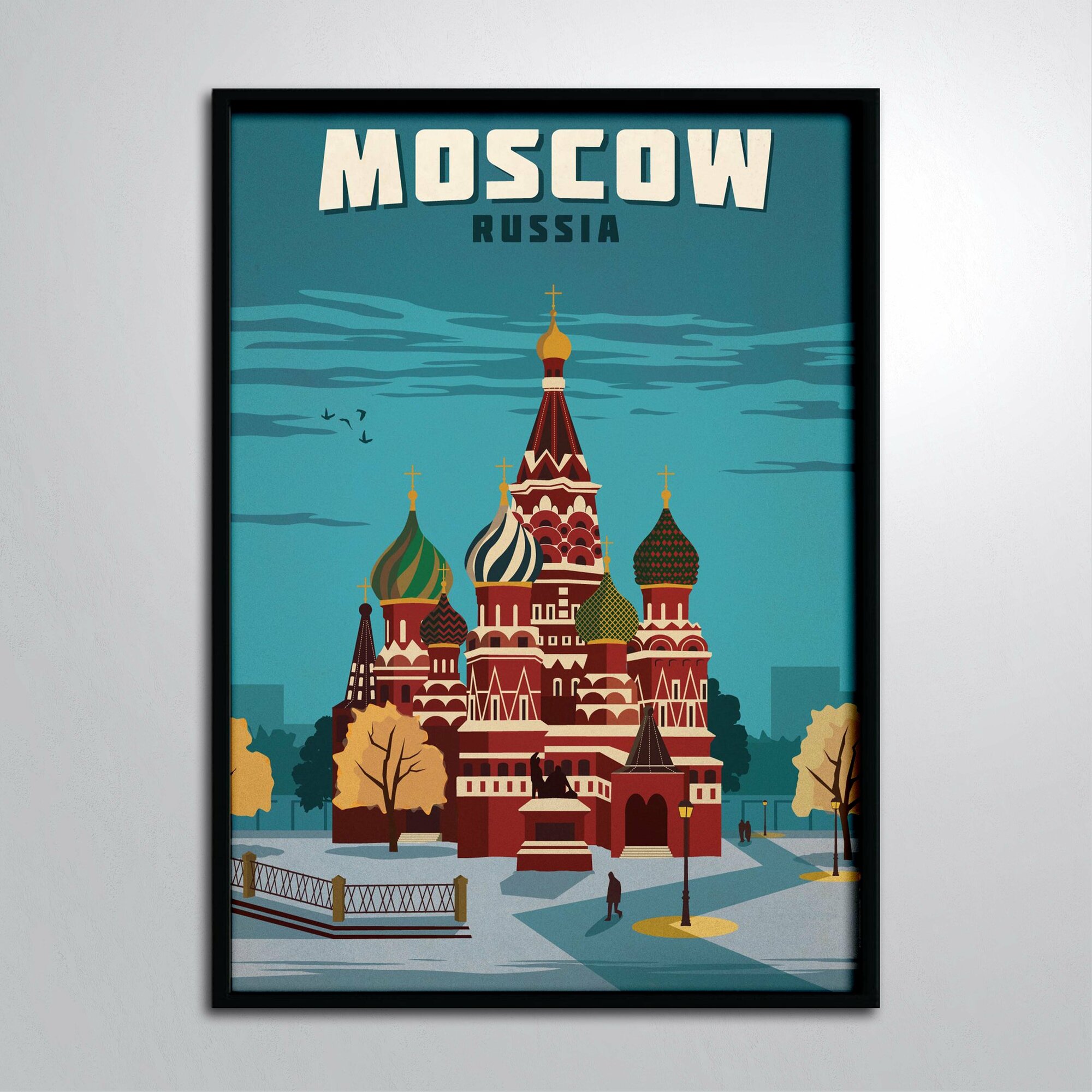 Постер без рамы/Постер для интерьера/Винтажный Плакат Москва Россия Moscow Russia (А2/420х594)