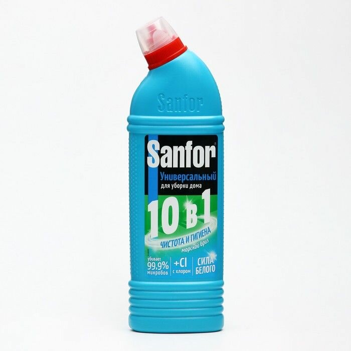 Чистящее средство для сантехники Sanfor "Universal 10 в 1, Морской бриз", гель, 750 мл (1543)