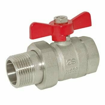 Кран шаровой Американка латунь 3/4 дюйма, ручка бабочка внутренняя / наружная резьба