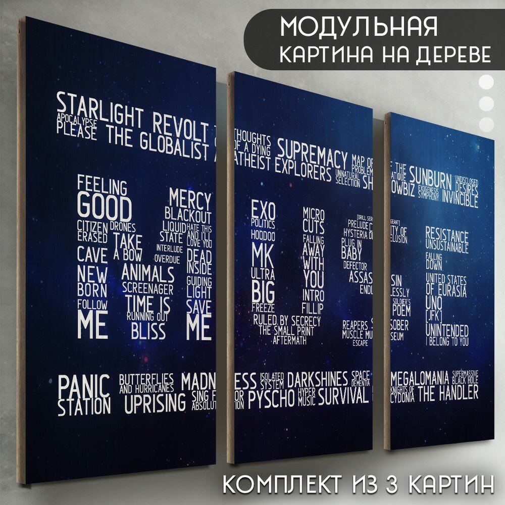 Модульная картина на дереве " музыка MUSE (Мьюс, рок, психоделик, Мэттью Беллами) - 6167"