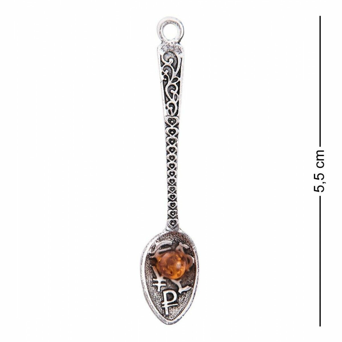 Фигурка кошельковая "Ложка, ложка помоги" (латунь, янтарь) A2161054