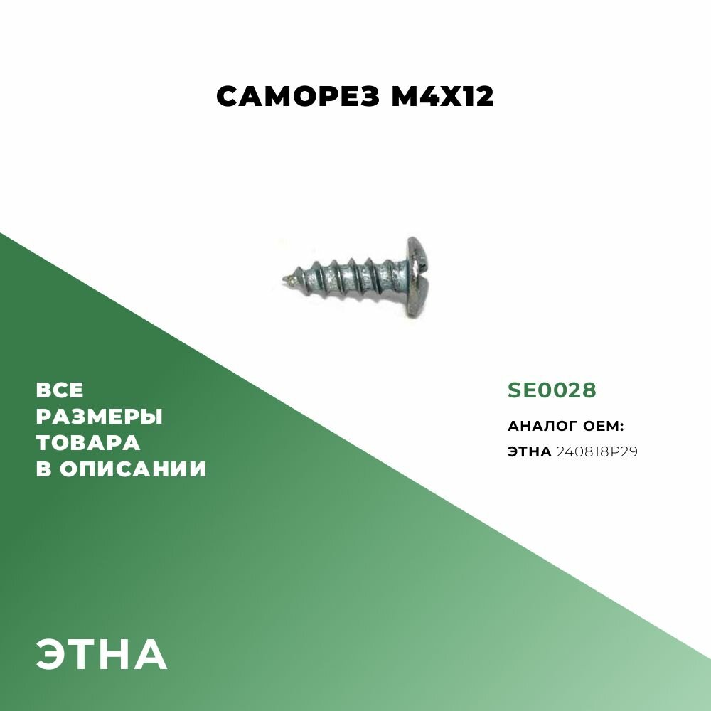Саморез простой M4х12; Этна 240818P29; SE0028 - 20 шт.