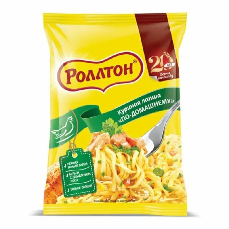 Куриная лапша Роллтон По-домашнему 85 гр пакет 20 штук