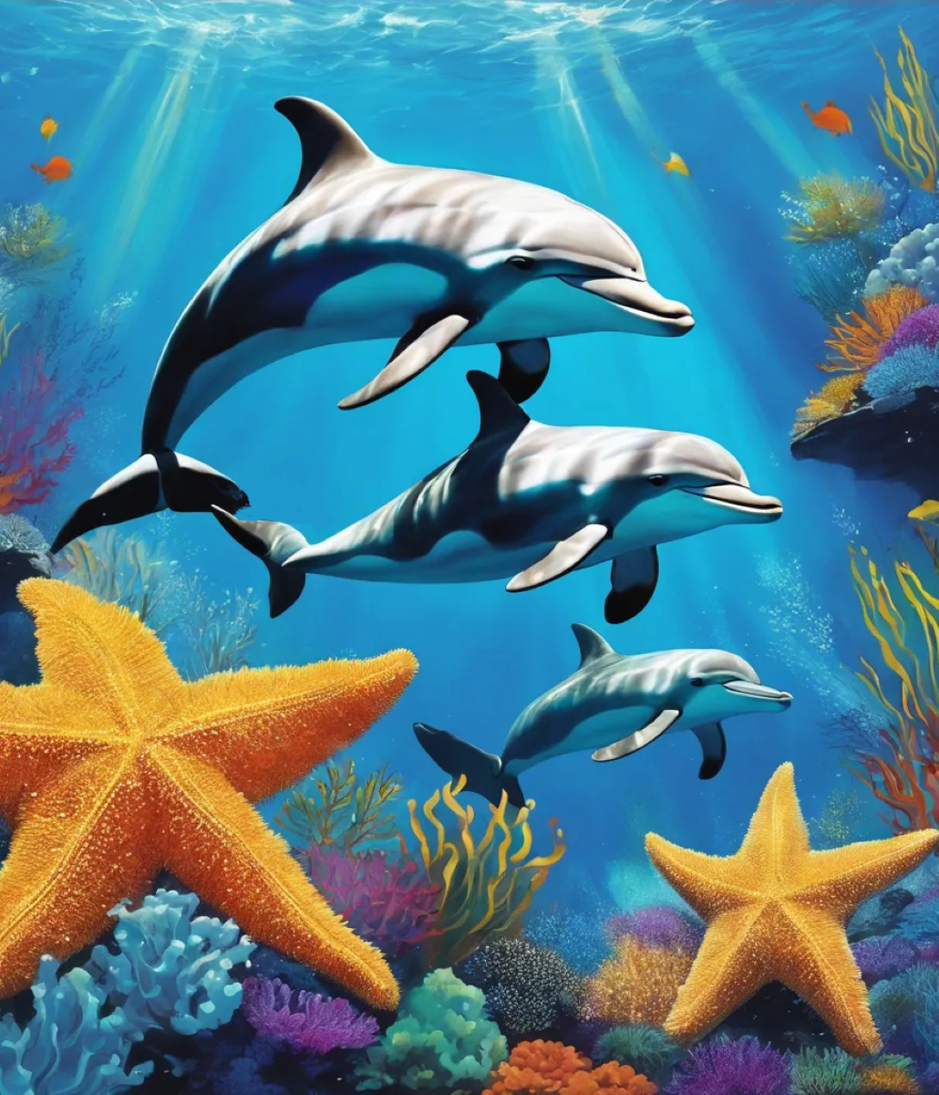 Картина по номерам "Дельфины" 40х50 см, хлопковый холст на подрамнике, акрил, АртТойс