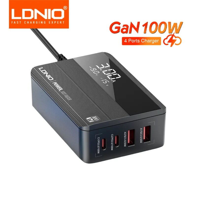 Зарядное устройство для телефона и ноутбука LDNIO A4809C GaN 100W